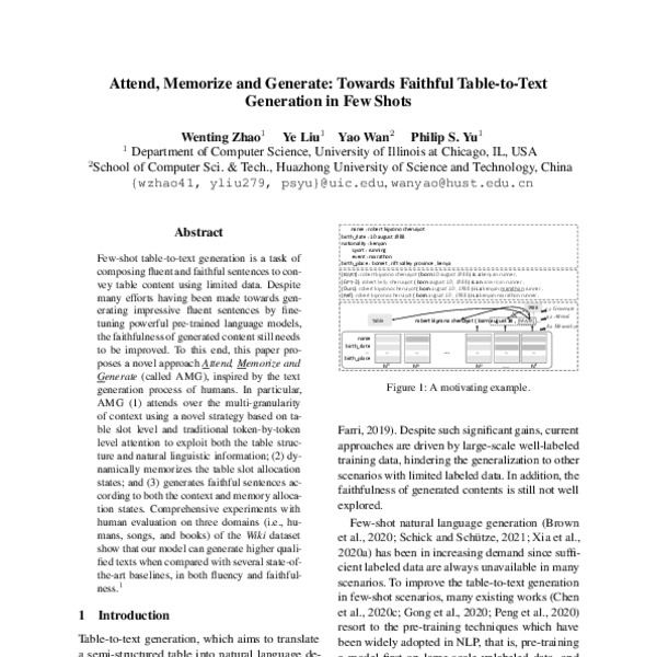Attend, Memorize and Generate: Towards Faithful Table-to-Text Generation in Few Shots - ACL ...