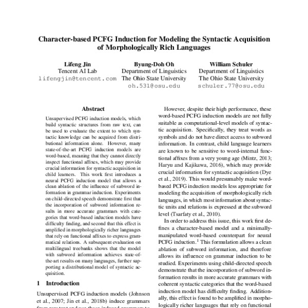 Character-based PCFG Induction for Modeling the Syntactic Acquisition of Morphologically Rich ...
