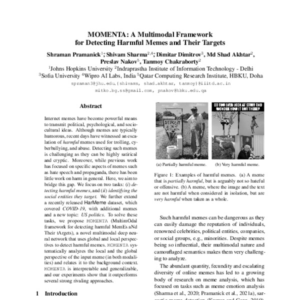 MOMENTA: A Multimodal Framework for Detecting Harmful Memes and Their ...