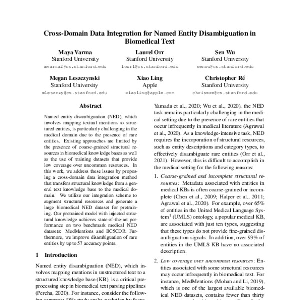 Cross-Domain Data Integration for Named Entity Disambiguation in Biomedical Text - ACL Anthology