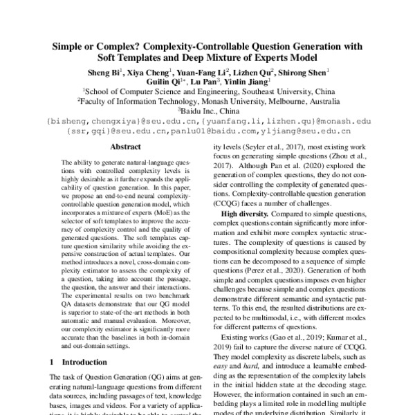 Simple or Complex? Complexity-controllable Question Generation with ...