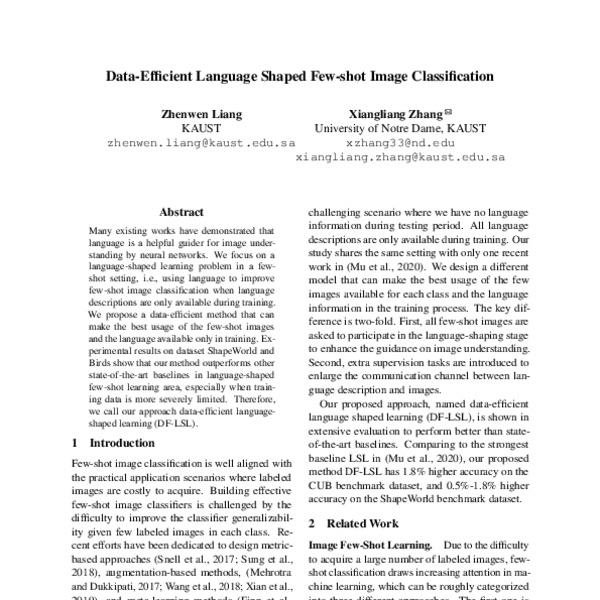 Data-Efficient Language Shaped Few-shot Image Classification - ACL Anthology