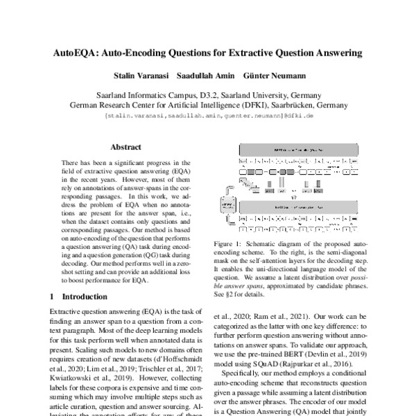 AutoEQA: Auto-Encoding Questions for Extractive Question Answering ...