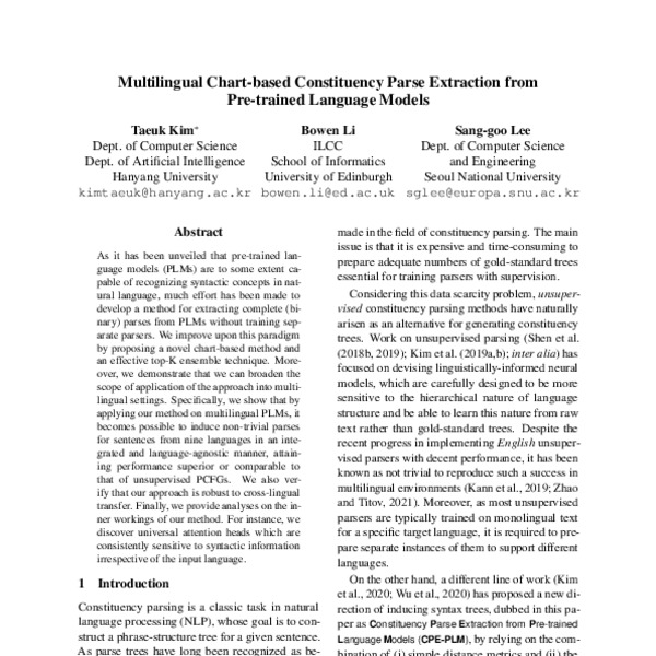 Multilingual Chart-based Constituency Parse Extraction from Pre-trained Language Models - ACL ...