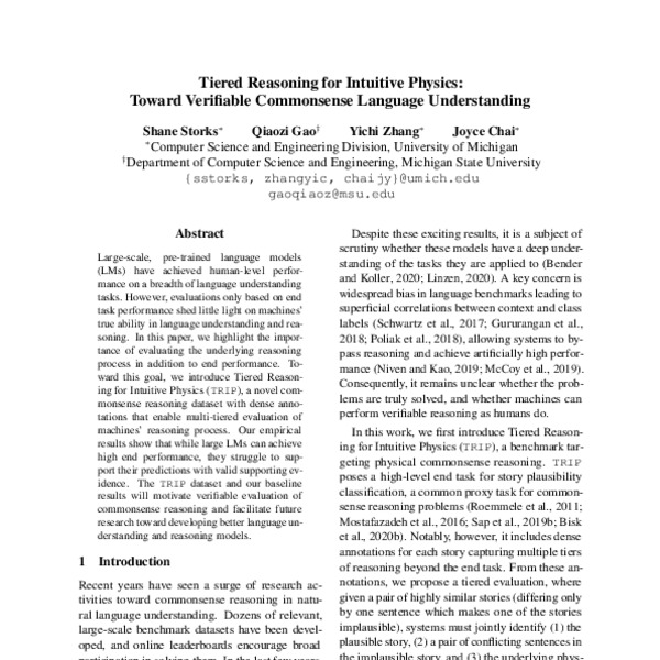 Tiered Reasoning for Intuitive Physics: Toward Verifiable Commonsense ...