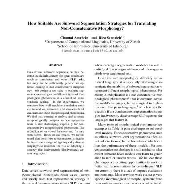 How Suitable Are Subword Segmentation Strategies for Translating Non-Concatenative Morphology ...