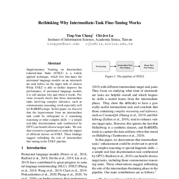 Rethinking Why Intermediate-Task Fine-Tuning Works - ACL Anthology