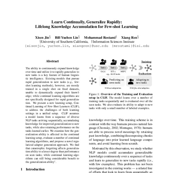 Learn Continually, Generalize Rapidly: Lifelong Knowledge Accumulation for Few-shot Learning ...