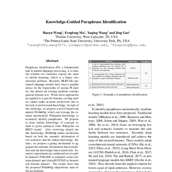 Knowledge-Guided Paraphrase Identification - ACL Anthology