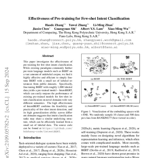 Effectiveness of Pre-training for Few-shot Intent Classification - ACL ...