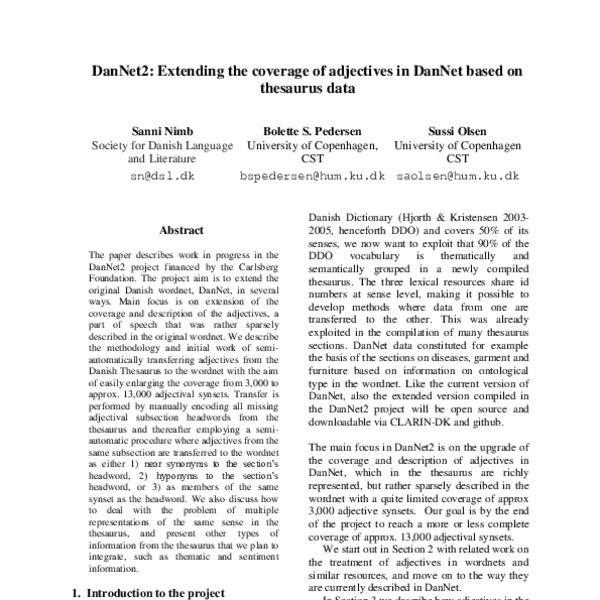 DanNet2: Extending the coverage of adjectives in DanNet based on ...