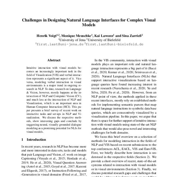 Challenges in Designing Natural Language Interfaces for Complex Visual Models - ACL Anthology
