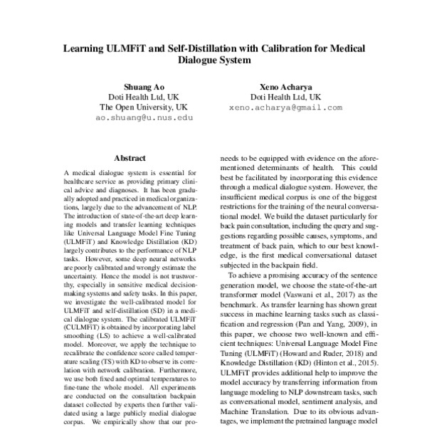 Learning ULMFiT and Self-Distillation with Calibration for Medical ...