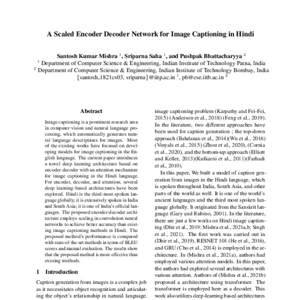 A Scaled Encoder Decoder Network For Image Captioning In Hindi Acl