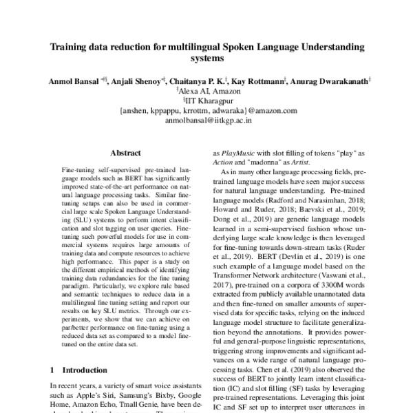 Training data reduction for multilingual Spoken Language Understanding systems - ACL Anthology