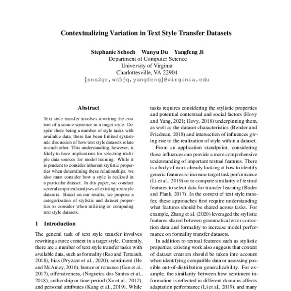 Contextualizing Variation in Text Style Transfer Datasets - ACL Anthology