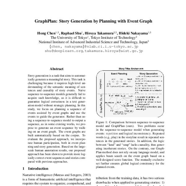 GraphPlan: Story Generation by Planning with Event Graph - ACL Anthology