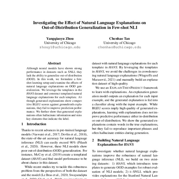 Investigating the Effect of Natural Language Explanations on Out-of ...