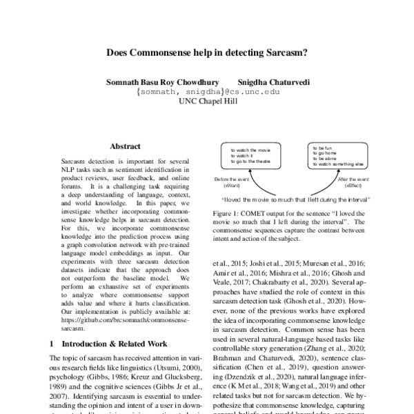 Does Commonsense Help In Detecting Sarcasm Acl Anthology