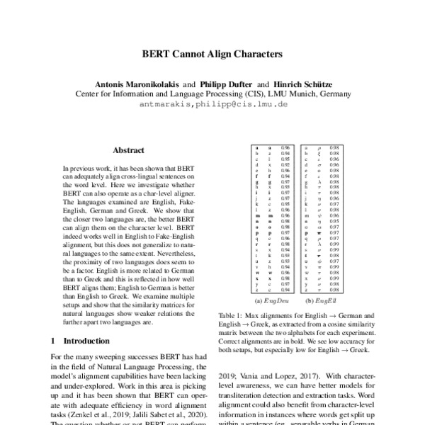 BERT Cannot Align Characters - ACL Anthology