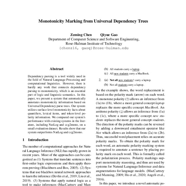 Monotonicity Marking from Universal Dependency Trees - ACL Anthology