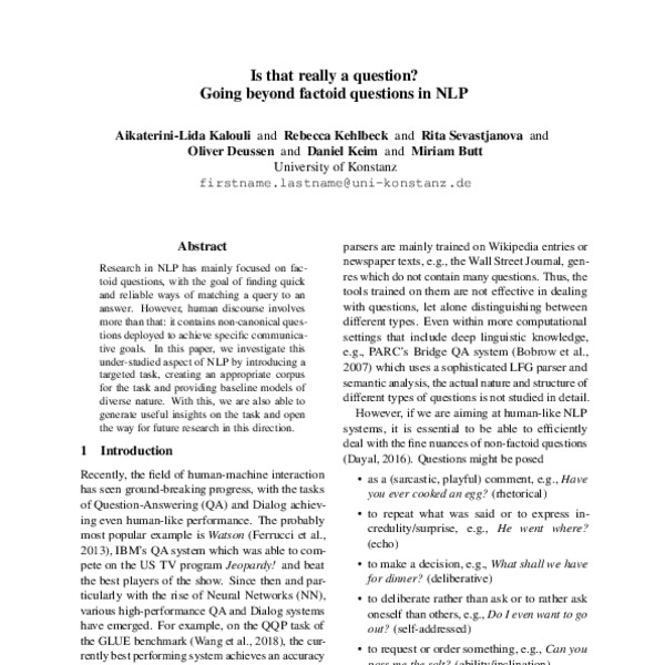 Is that really a question? Going beyond factoid questions in NLP - ACL ...