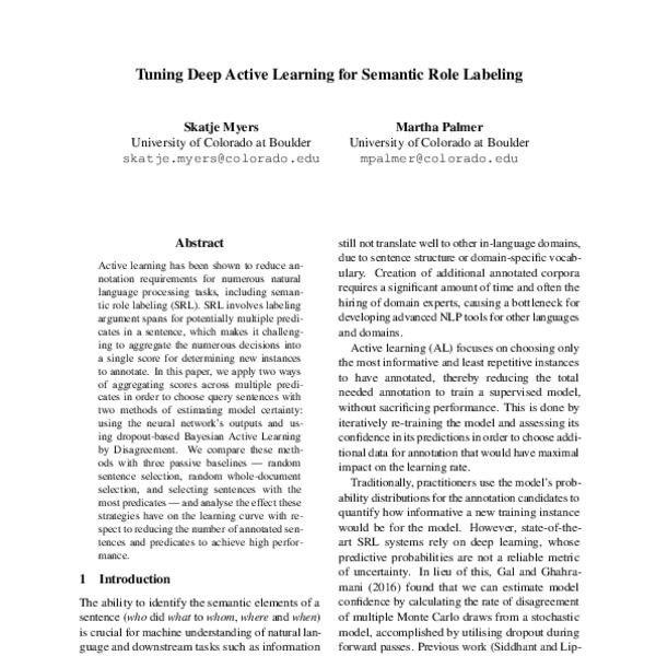 Tuning Deep Active Learning for Semantic Role Labeling - ACL Anthology