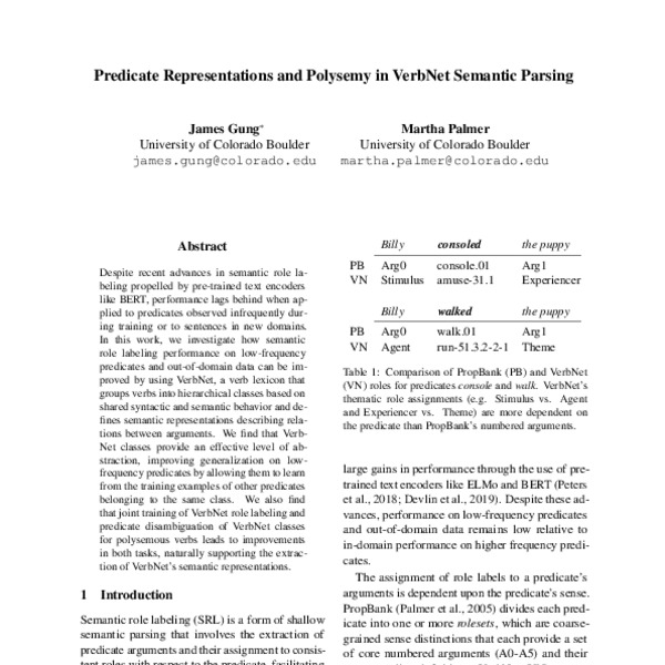 Predicate Representations and Polysemy in VerbNet Semantic Parsing ...