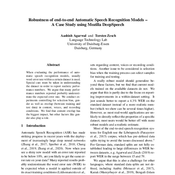 Robustness Of End To End Automatic Speech Recognition Models A Case