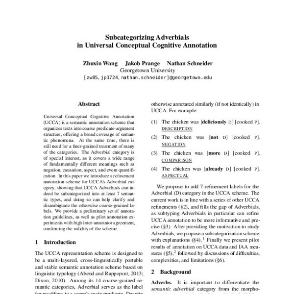 Subcategorizing Adverbials in Universal Conceptual Cognitive Annotation - ACL Anthology