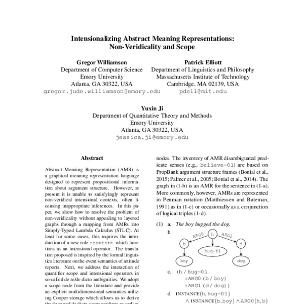 Intensionalizing Abstract Meaning Representations: Non-Veridicality and ...