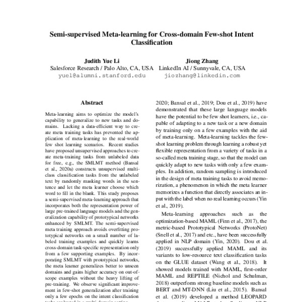 Semi-supervised Meta-learning for Cross-domain Few-shot Intent ...