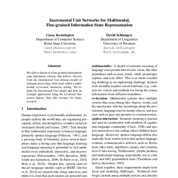 Incremental Unit Networks for Multimodal, Fine-grained Information State Representation - ACL ...