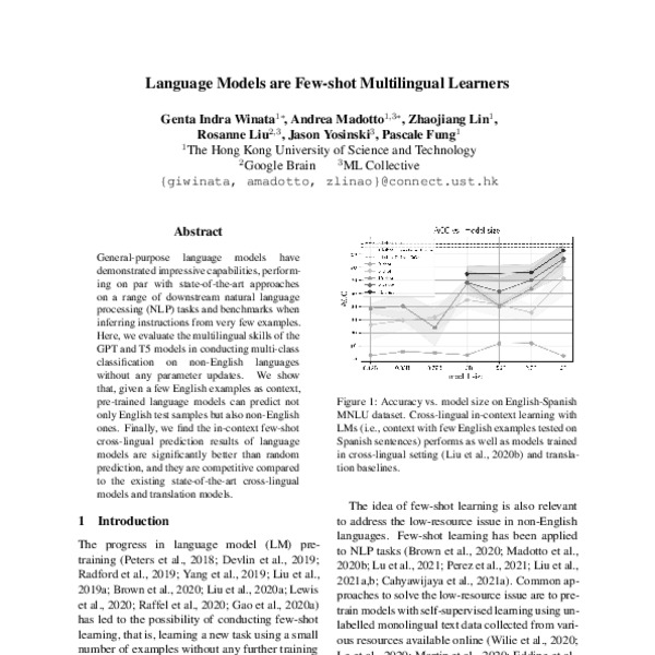 Language Models are Few-shot Multilingual Learners - ACL Anthology