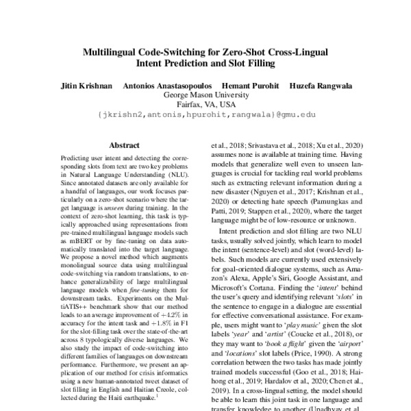 Multilingual Code-Switching for Zero-Shot Cross-Lingual Intent Prediction and Slot Filling - ACL ...