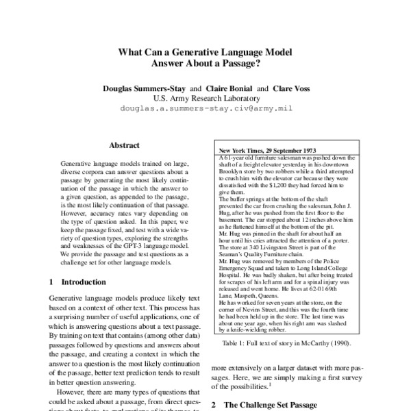 What Can a Generative Language Model Answer About a Passage? - ACL ...