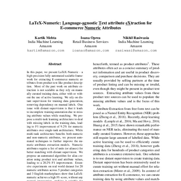 Latex Numeric Language Agnostic Text Attribute Extraction For Numeric Attributes Acl Anthology