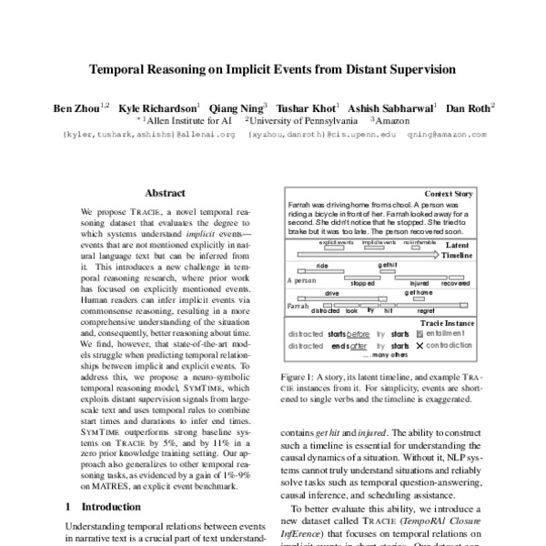 Temporal Reasoning on Implicit Events from Distant Supervision - ACL ...