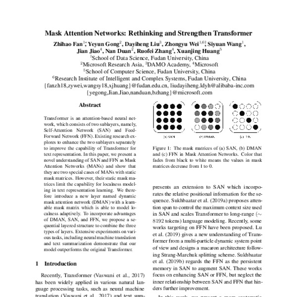 Mask Attention Networks: Rethinking and Strengthen Transformer - ACL Anthology