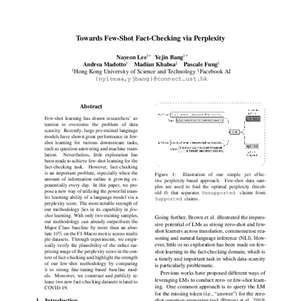 Towards Few-shot Fact-Checking via Perplexity - ACL Anthology