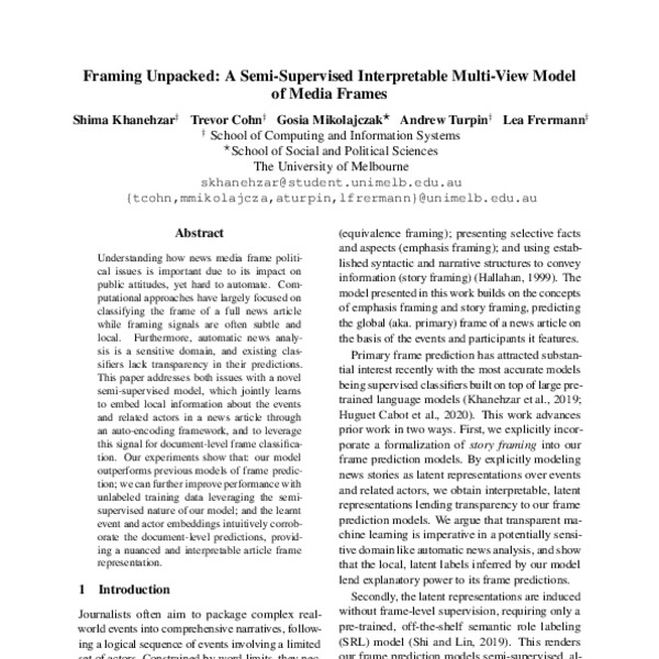 Framing Unpacked: A Semi-Supervised Interpretable Multi-View Model of ...