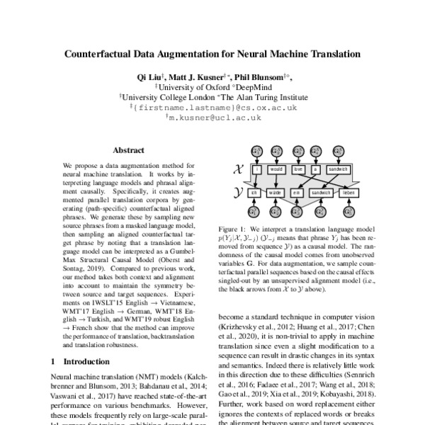 Counterfactual Data Augmentation for Neural Machine Translation - ACL Anthology