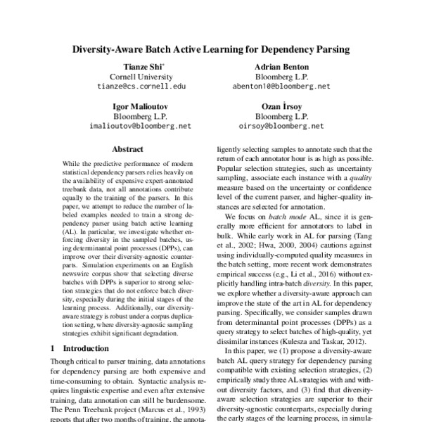 Diversity-Aware Batch Active Learning for Dependency Parsing - ACL Anthology