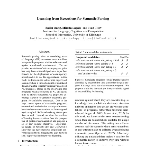 Learning From Executions For Semantic Parsing Acl Anthology