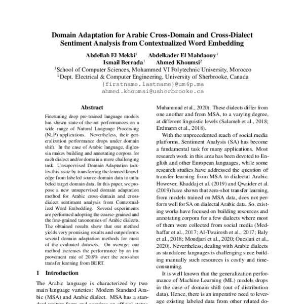 Domain Adaptation for Arabic Cross-Domain and Cross-Dialect Sentiment Analysis from ...