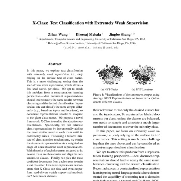 X-Class: Text Classification with Extremely Weak Supervision - ACL Anthology