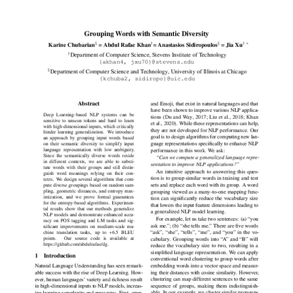 Grouping Words with Semantic Diversity - ACL Anthology
