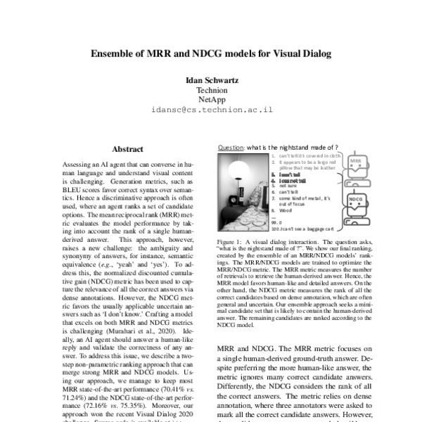 Ensemble of MRR and NDCG models for Visual Dialog - ACL Anthology