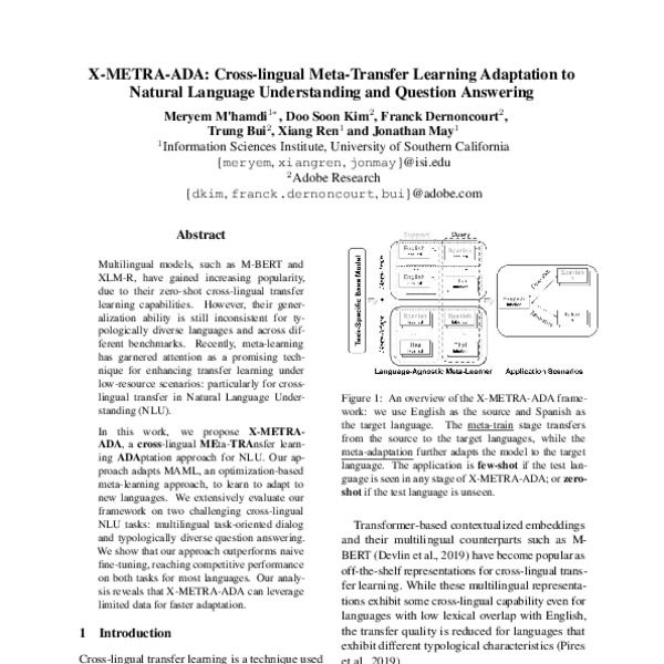 X-METRA-ADA: Cross-lingual Meta-Transfer learning Adaptation to Natural Language Understanding ...