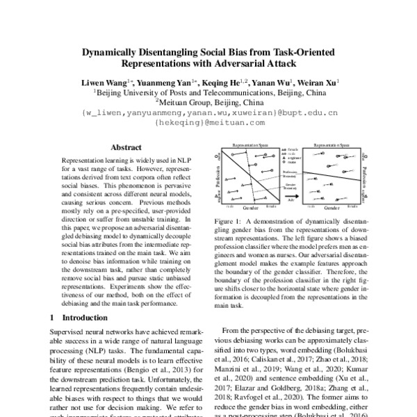 Dynamically Disentangling Social Bias From Task Oriented Representations With Adversarial Attack